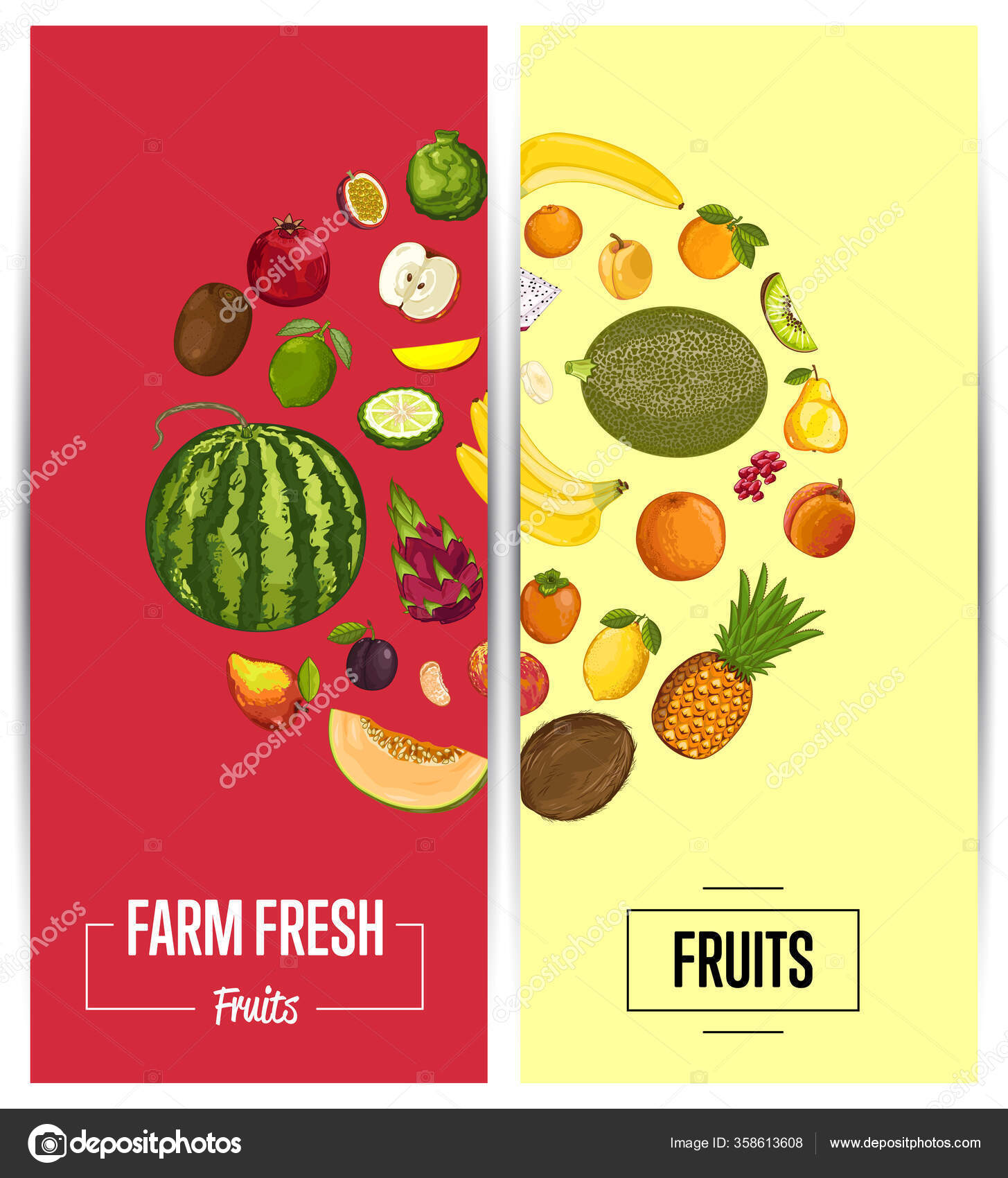 Farm fresh fruit flyers set Stock Vector Image by ©studioworkstock ...