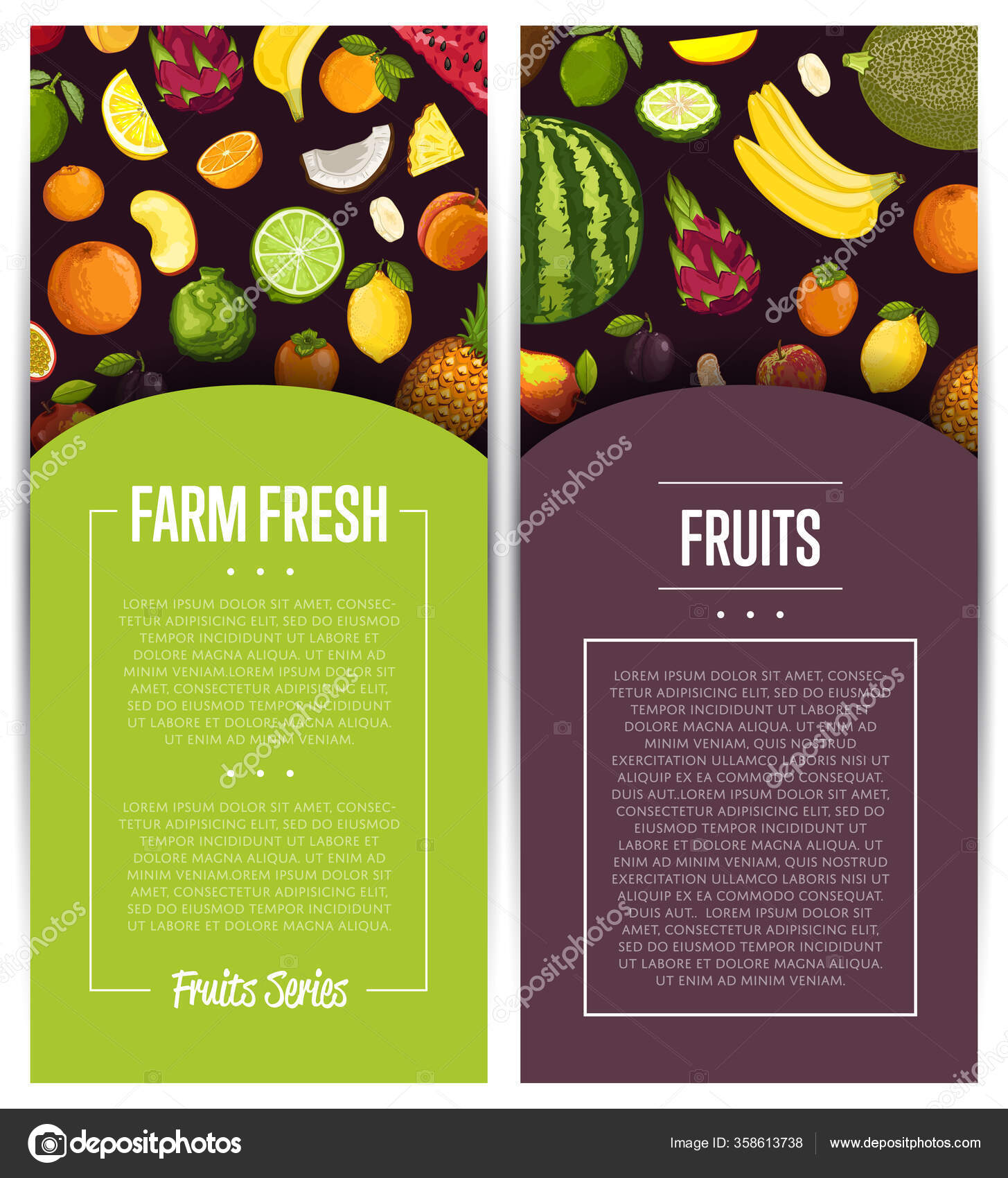 Farm fresh fruit flyers set Stock Vector by ©studioworkstock 358613738