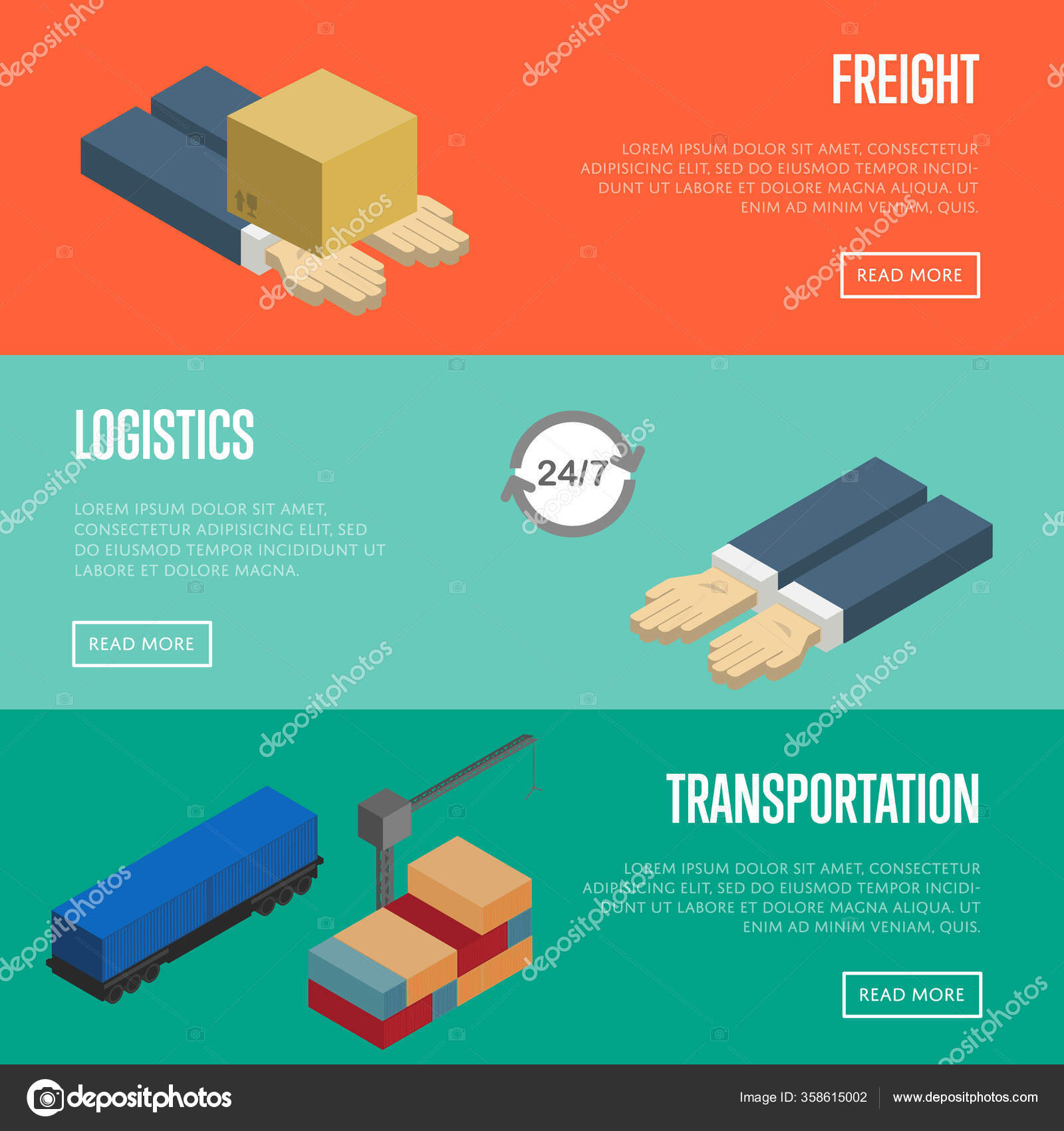 Freight logistics and transportation banners set Stock Vector by ...