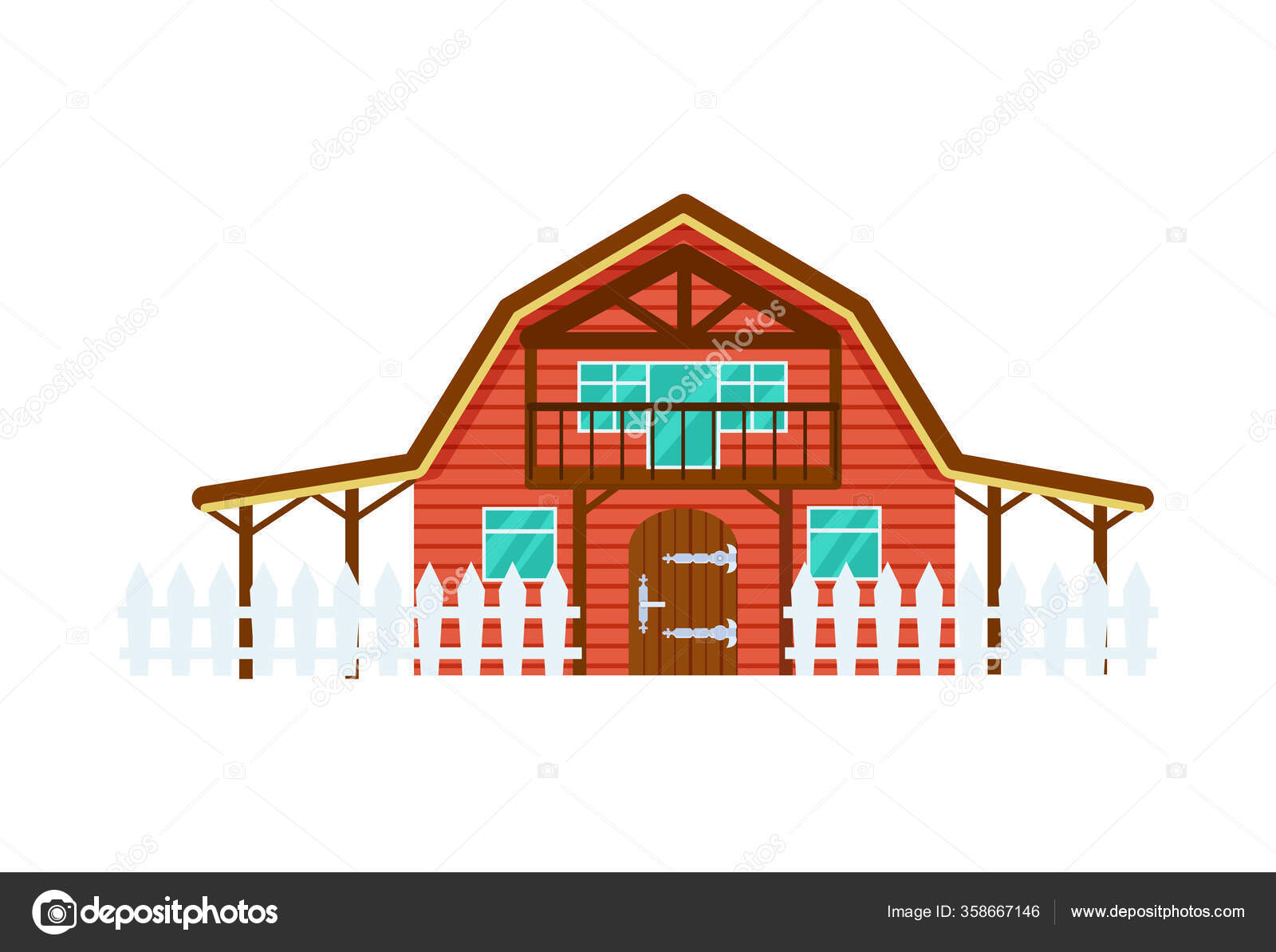 Cattle Farm Building Vector Illustration Isolated White Background ...