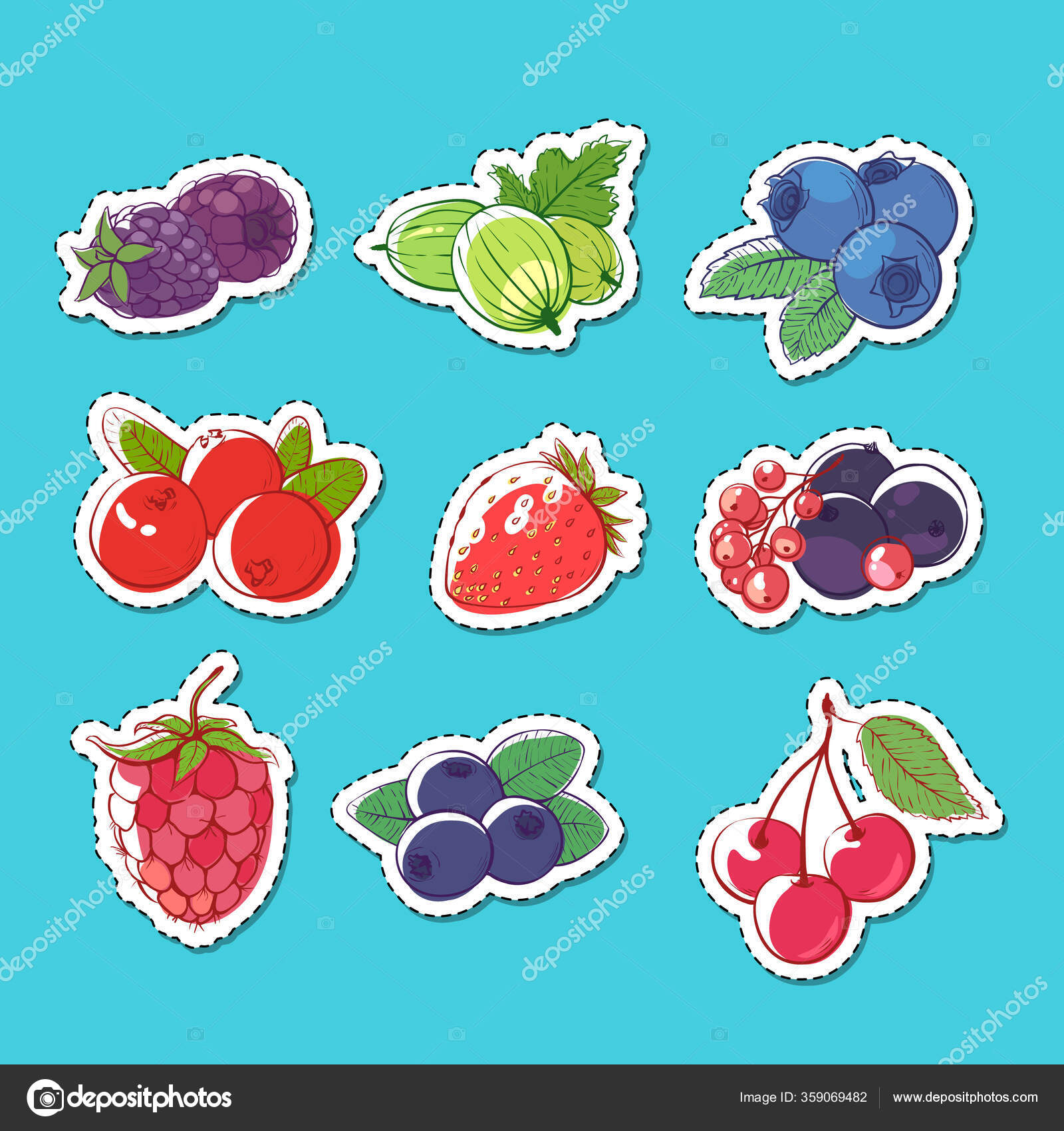 Fresh and juicy berries isolated labels Stock Vector by ...