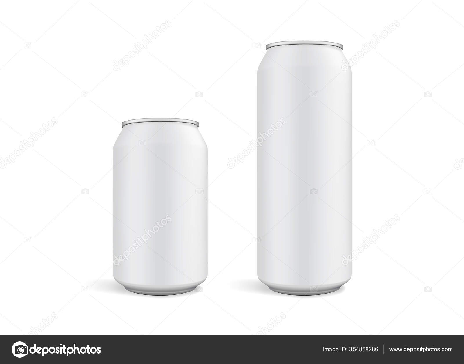 Big Small White Cans Isolated White Background Vector Mock Stock Vector ...