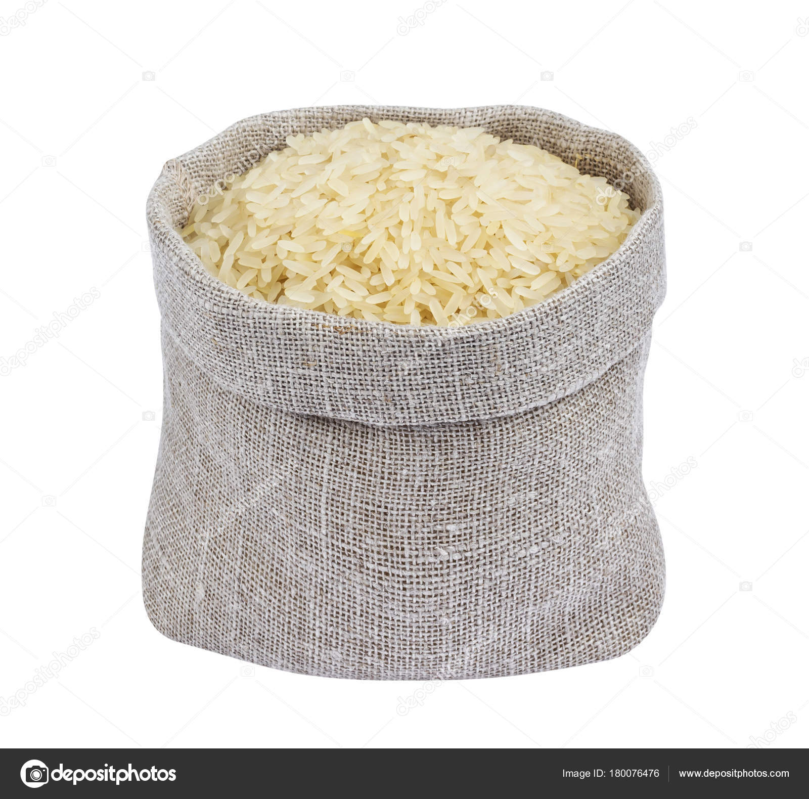 Parboiled rice in burlap bag isolated on white Stock Photo by ©xamtiw ...