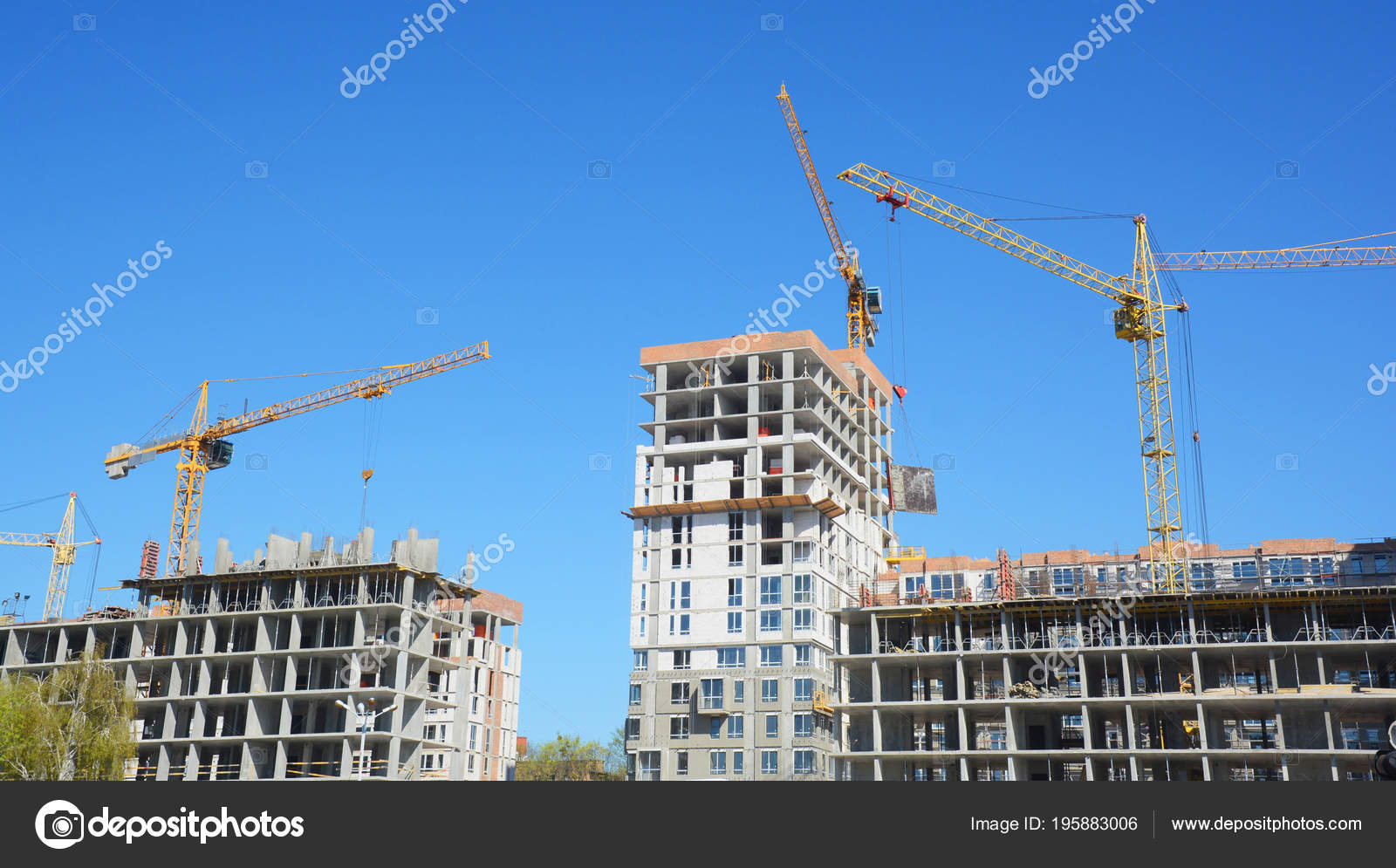 Cranes Construction Panorama Building Construction Growth Global ...