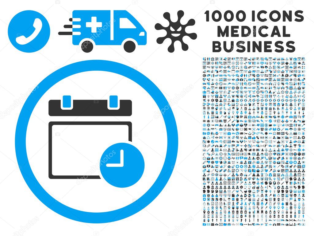 Date and Time Icon with 1000 Medical Business Pictograms Stock Vector ...