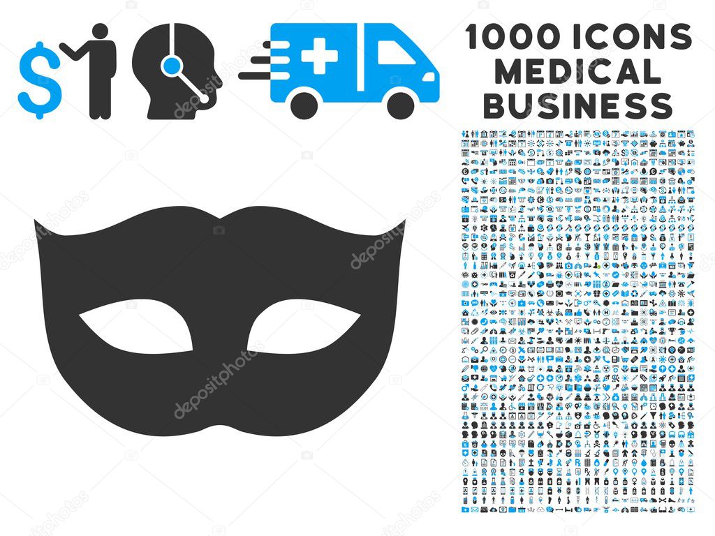 Privacy Mask Icon with 1000 Medical Business Symbols Stock Vector Image ...