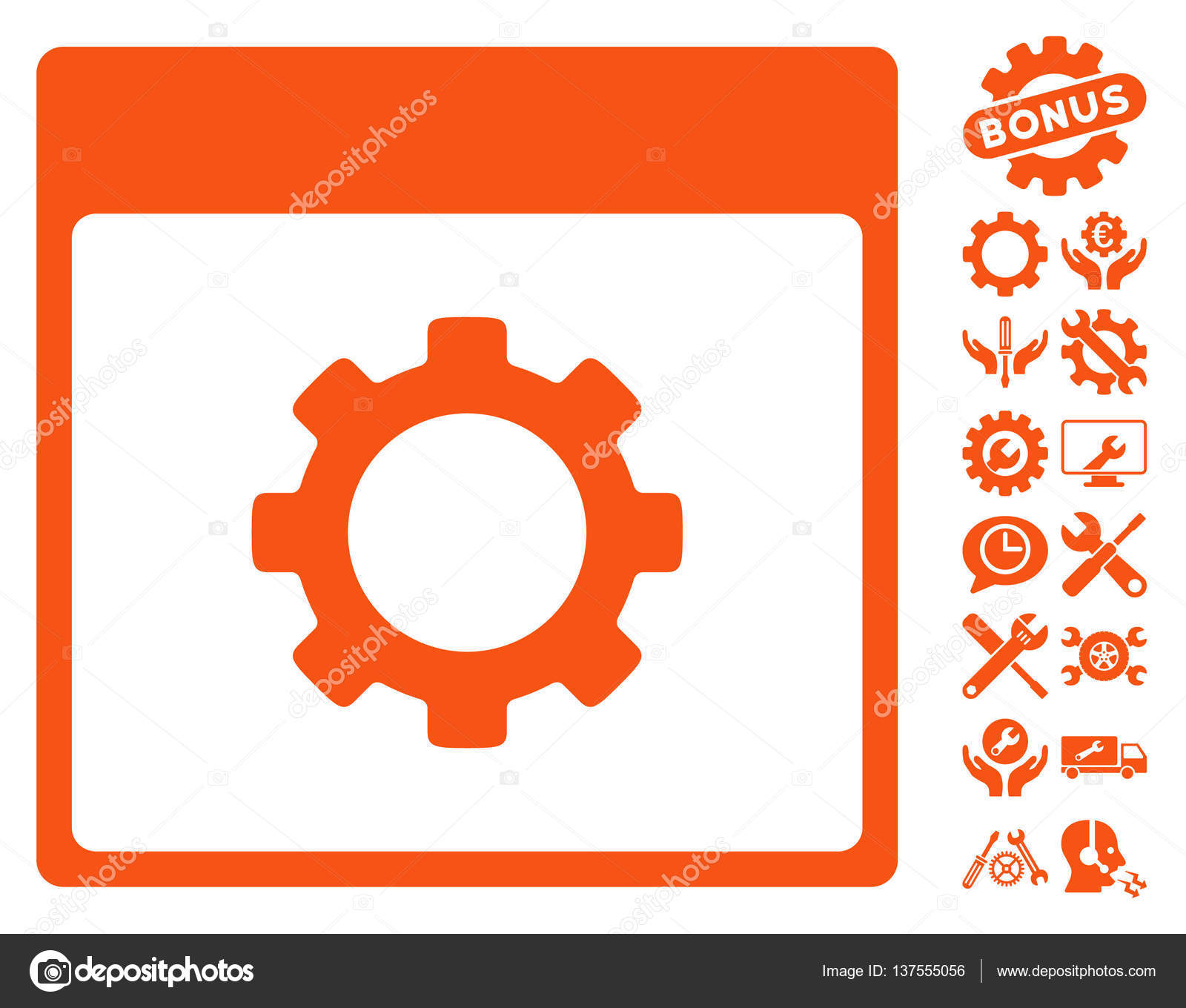 Gear Options Calendar Page Vector Icon With Bonus — Stock Vector ...