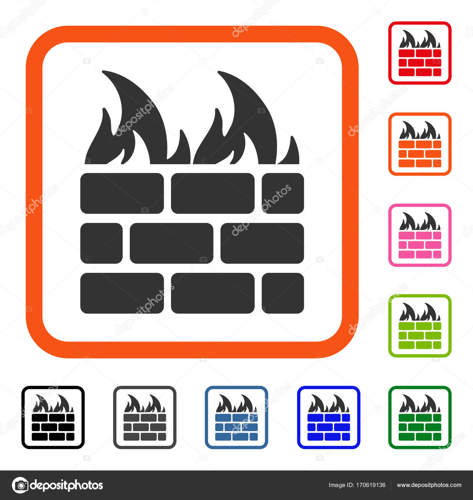 Fire Wall Framed Icon Stock Vector Image by ©ahasoft #170619136