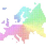 Europe map. Rainbow colored pattern with colorful balls. Symbolic for a ...