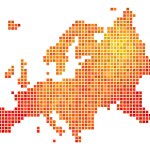 Europe map. Rainbow colored pattern with colorful balls. Symbolic for a ...