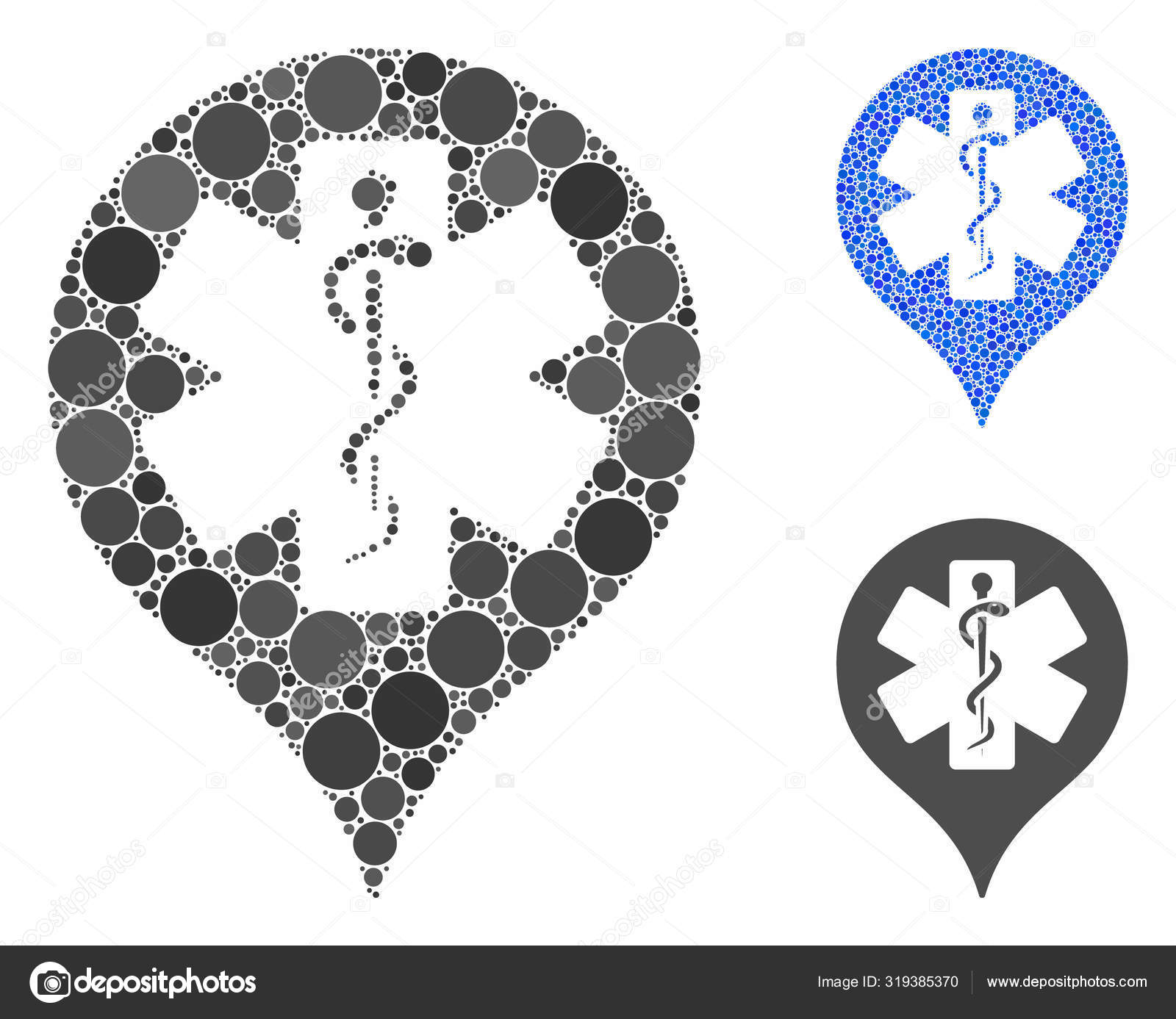 Hospital Map Marker Composition Icon of Circles Stock Vector Image by ...