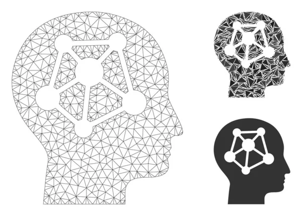 Human Neural Network Vector Mesh Wire Frame Model and Triangle Mosaic ...