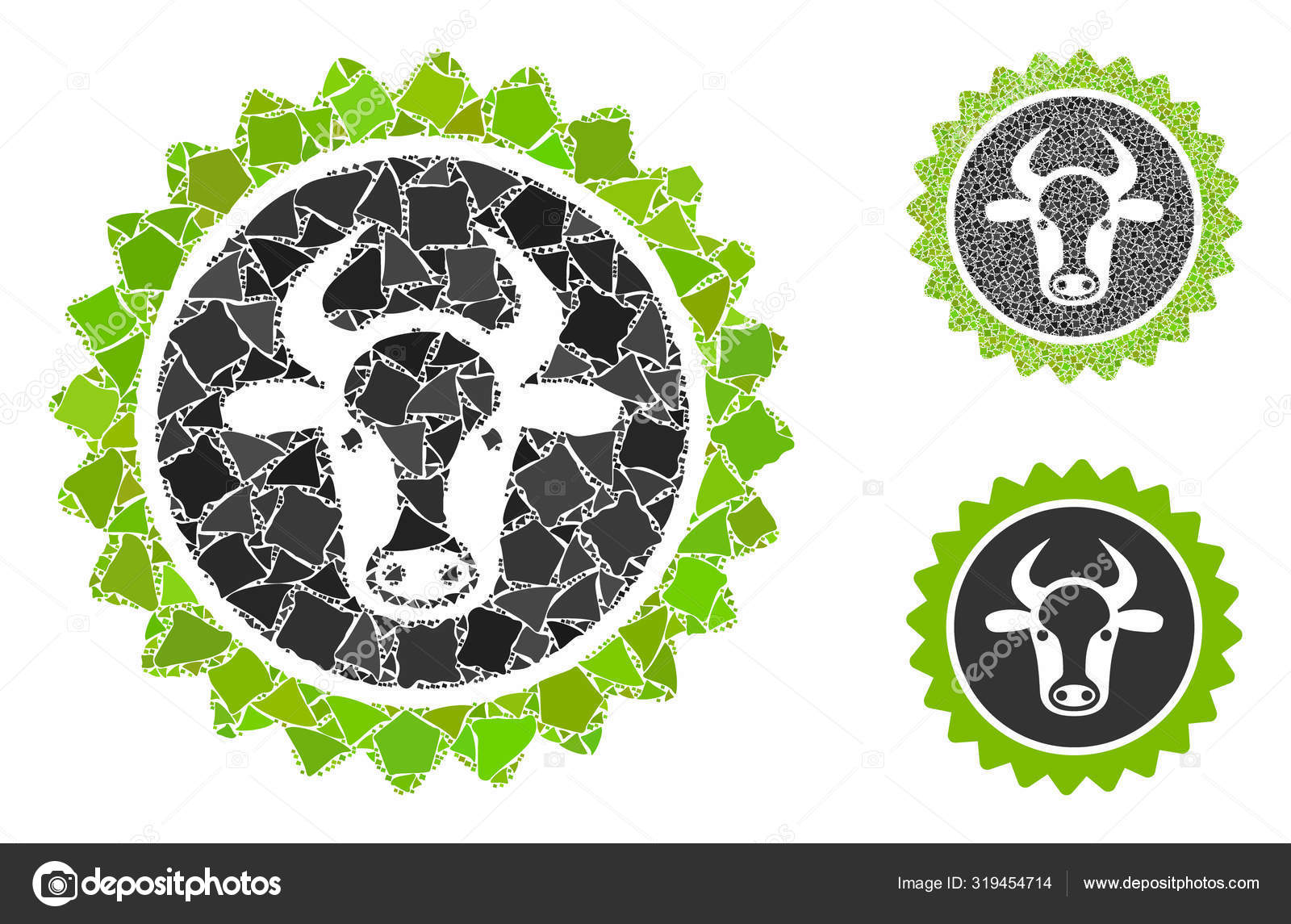 Beef certificate seal Mosaic Icon of Tremulant Elements — Stock Vector ...