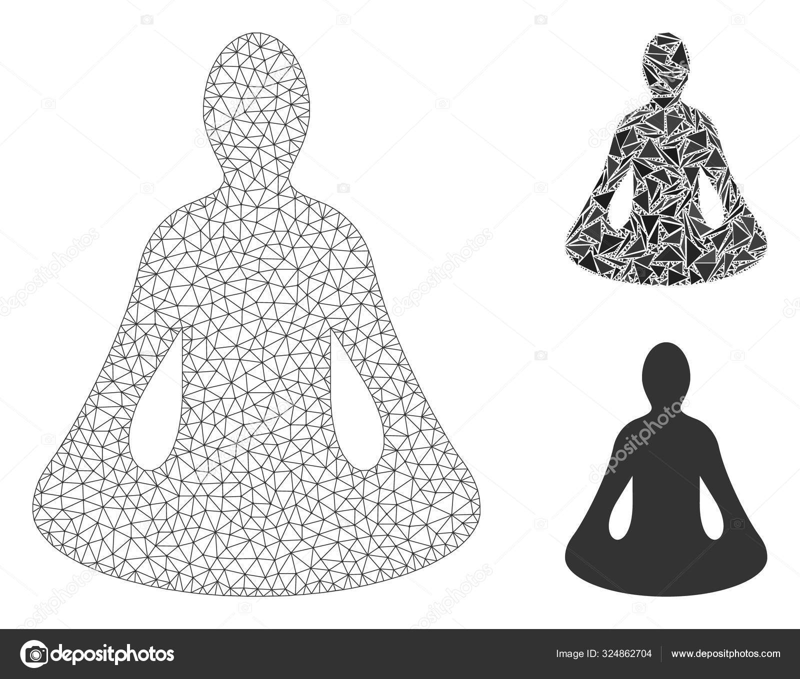 Yoga Vector Mesh Network Model and Triangle Mosaic Icon — Stock Vector ... Yoga Vector Mesh Network Model and Triangle Mosaic Icon — Stock Vector ...