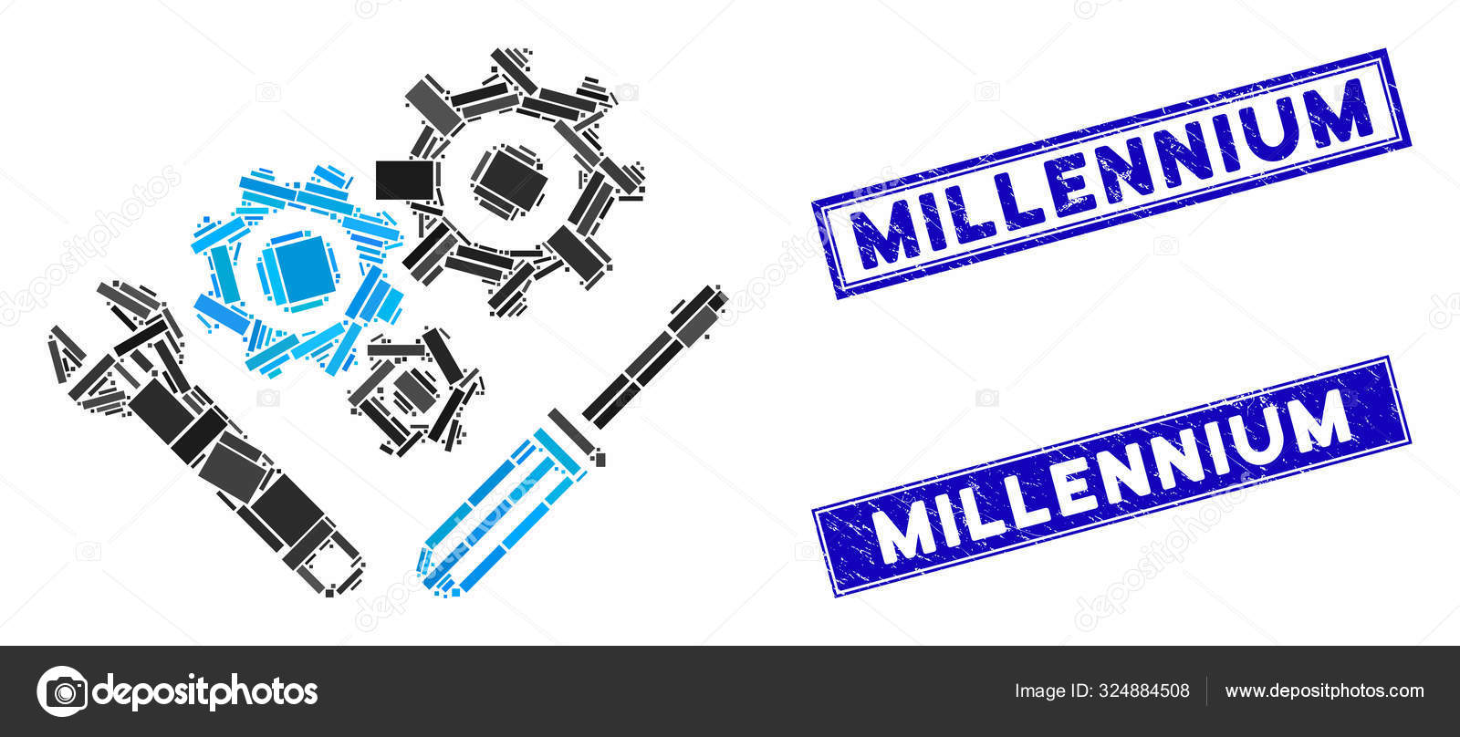 Mechanics Tools Mosaic and Grunge Rectangle Millennium Stamp Seals ...