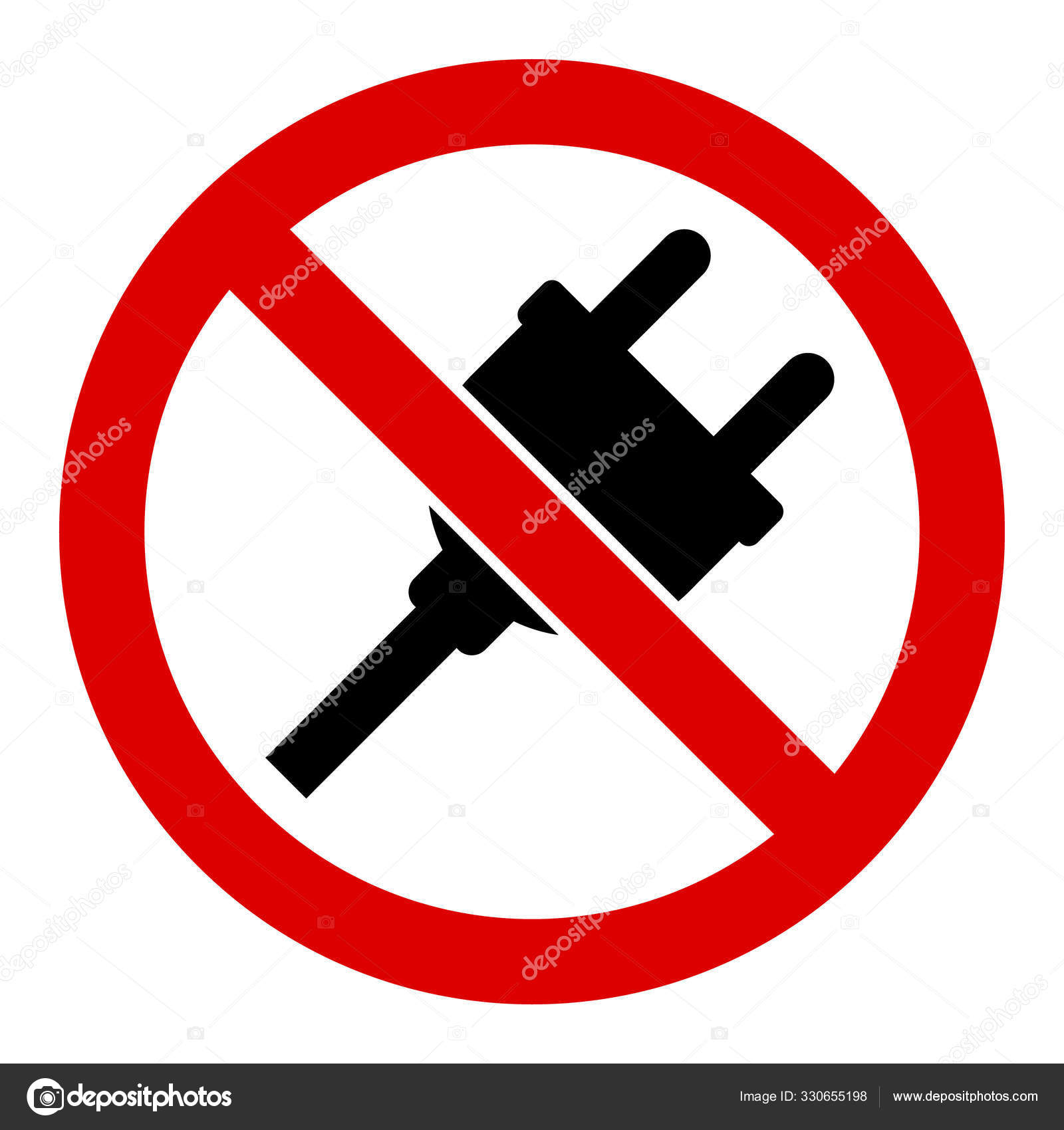 Flat Vector No Electric Plug Icon Stock Vector Image by ©ahasoft #330655198