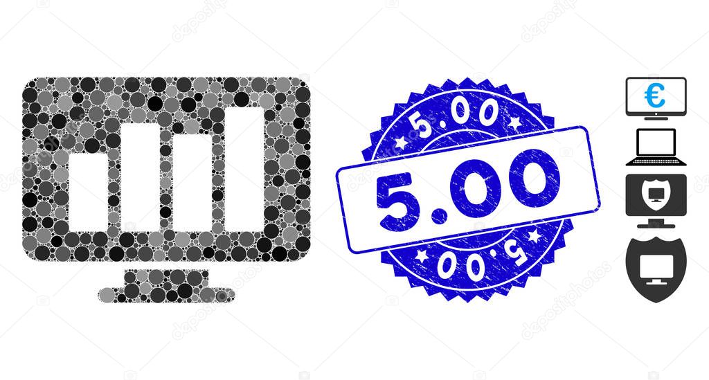 Icono del monitor Collage con sello de 5,00 rayado 2023