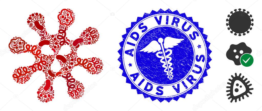Icono del virus del mosaico infectado con la estampilla del virus del ...
