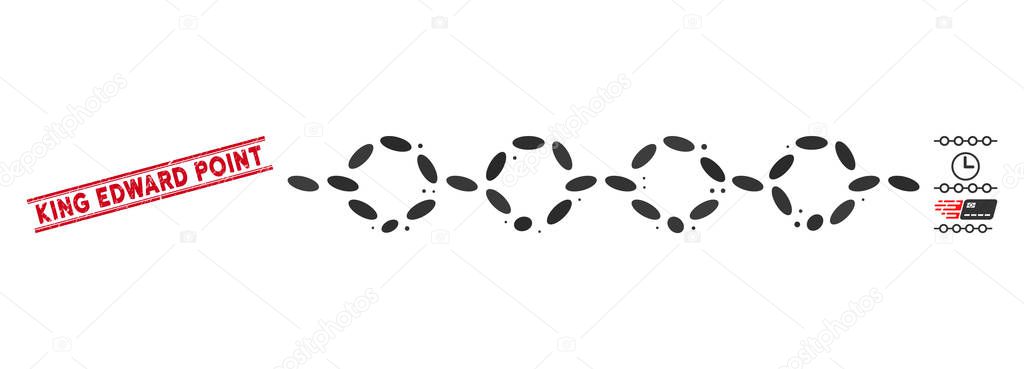 Grunge King Edward Point Line Sello con Collage Icono Línea Marcada 2022