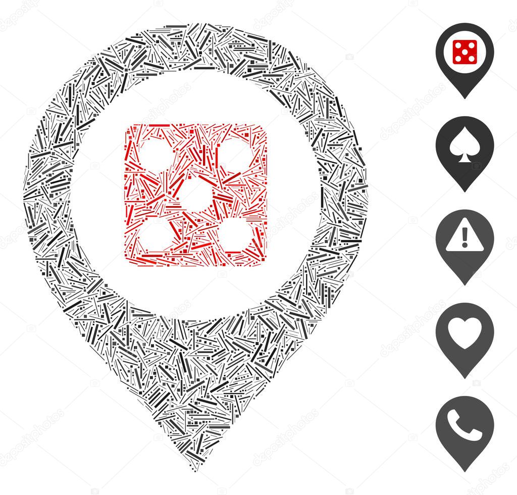 Hatch Mosaic basado en el icono de marcador de mapa de dados. Mosaico ...