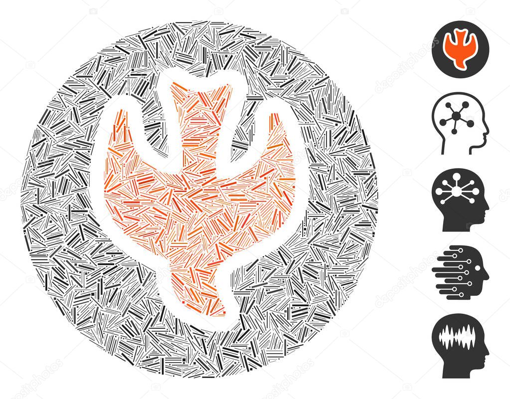 collage lineal caída alma icono organizado a partir de elementos ...