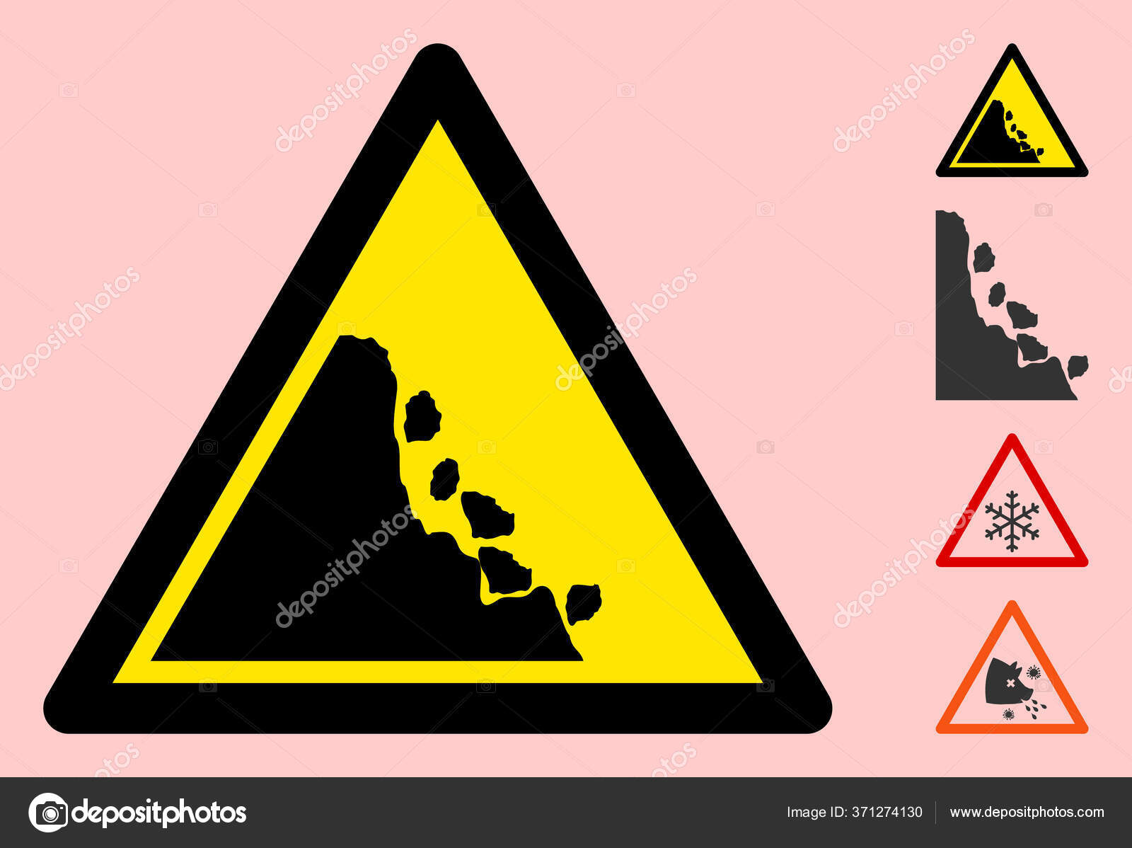 Vector caída piedras advertencia triángulo signo icono Stock Vector by ...