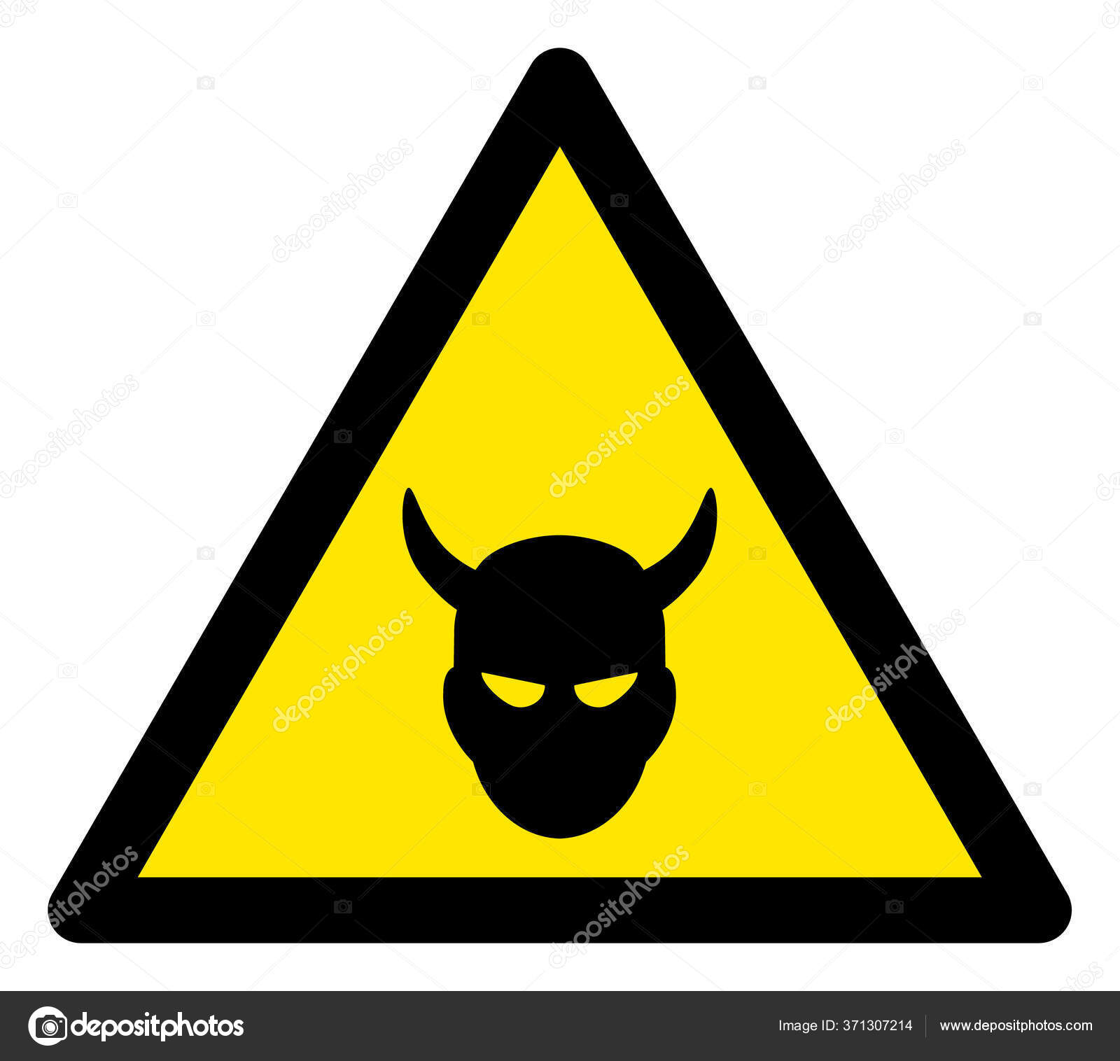 Raster Devil Head Warning Triangle Sign Icon — Stock Photo © ahasoft ...