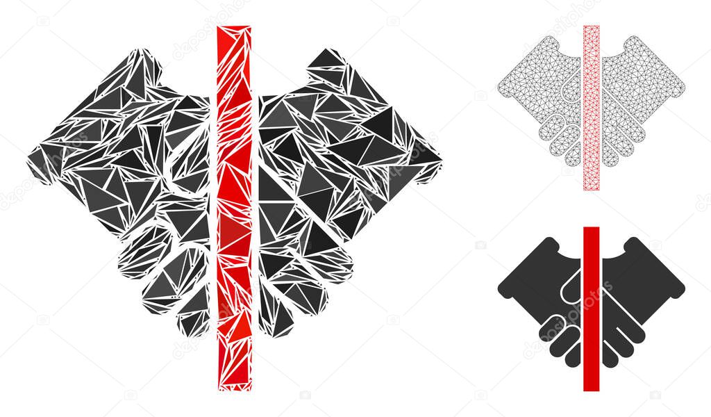 Mosaico triángulo sin apretón de manos Icono y Vector Mesh Network ...