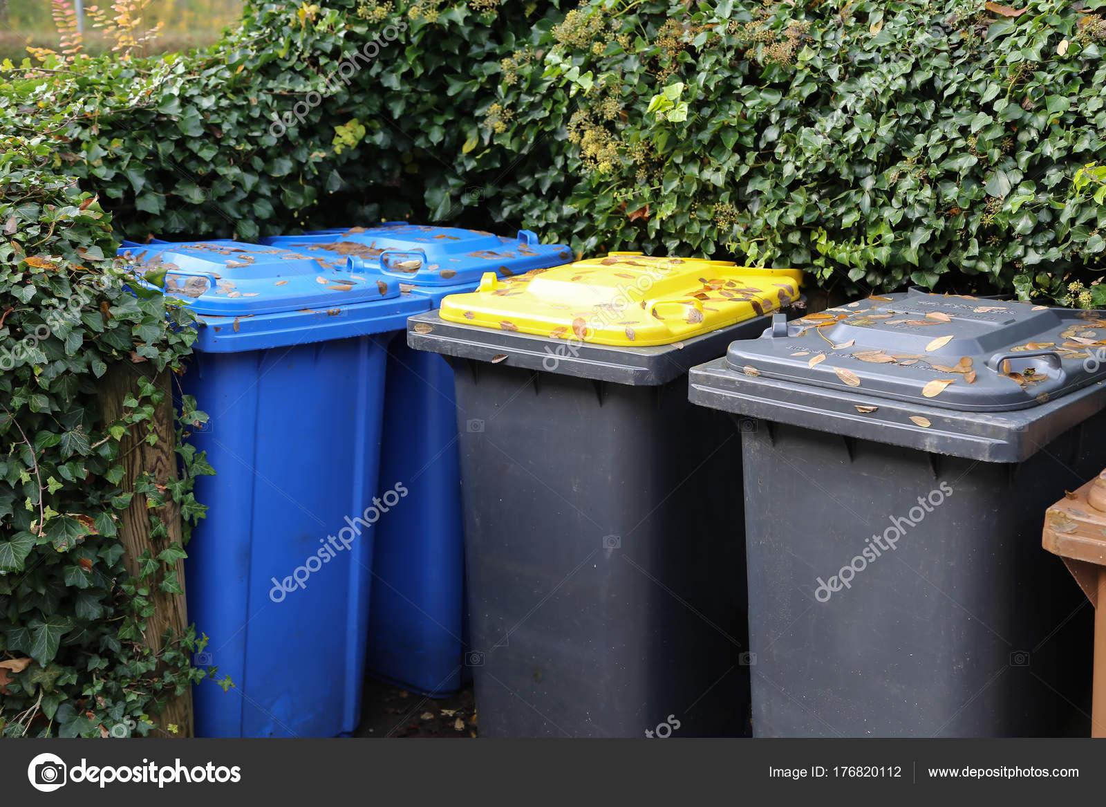 Garbage Cans Different Colors Symbolizing Recycling Germany — Stock ...