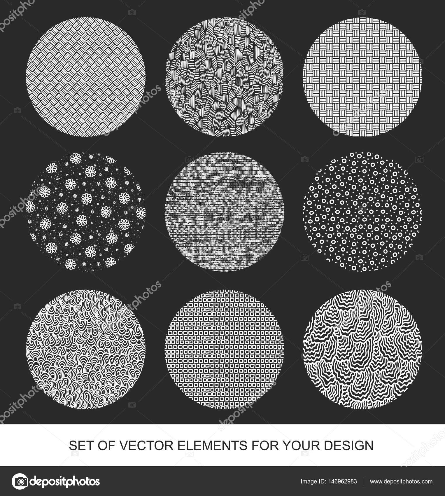 Collection of textures, brushes, graphics, design element. Hand- Stock ...