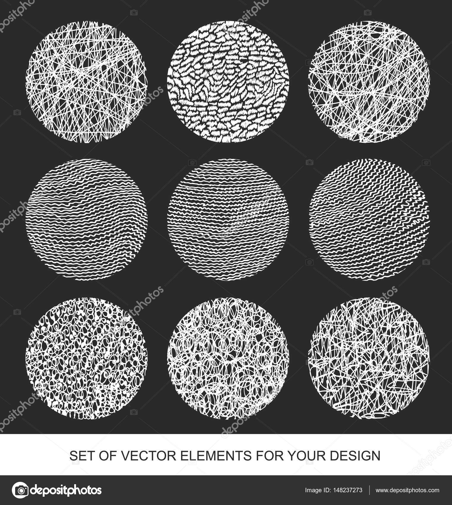 Collection of textures, brushes, graphics, design element. Hand- Stock ...