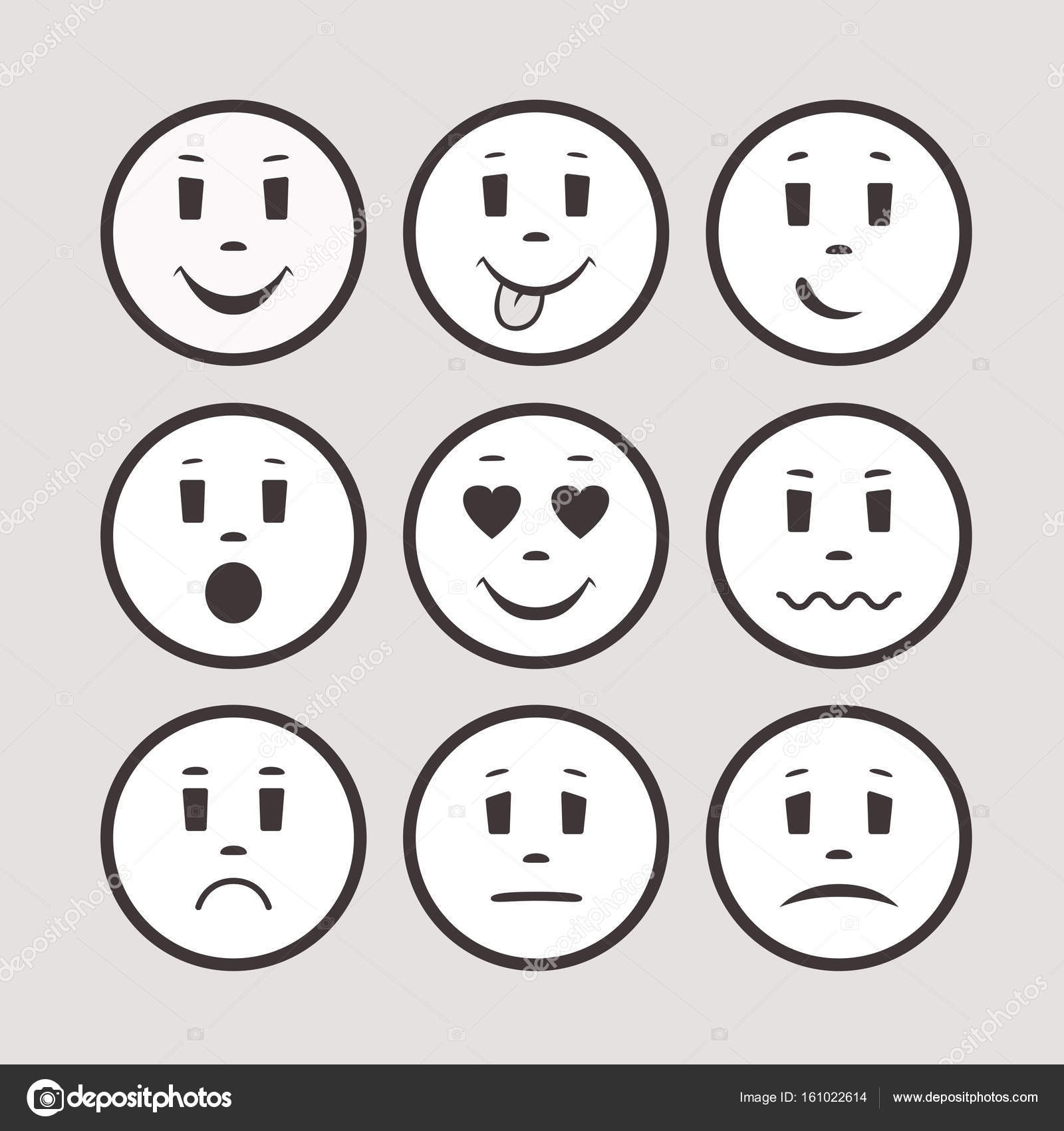 Conjunto de Emoticones Gráficos. Colección de Emoji. Iconos de sonrisa ...