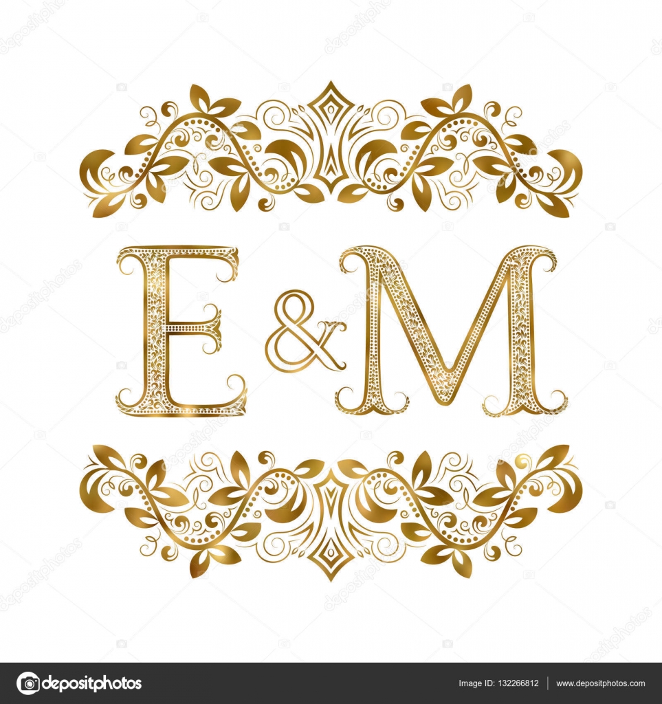 E y M vintage iniciales símbolo del logotipo. Las letras están rodeadas ...