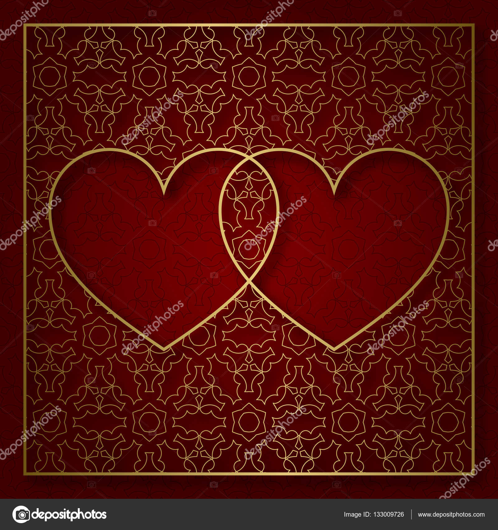 Romantic patterned background with frame of two hearts — Stock Vector ...