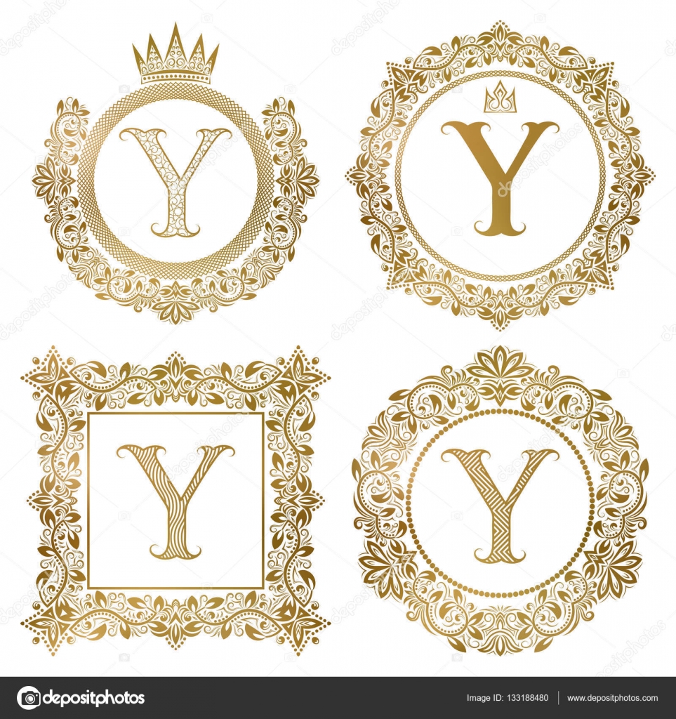 Golden letter Y vintage monograms set. — Stock Vector © vectordivider ...