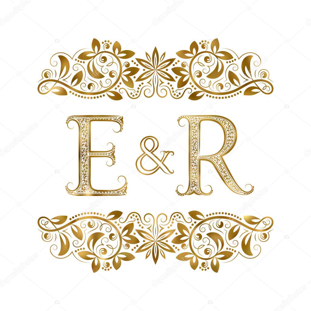 E and R vintage initials logo symbol. The letters are surrounded by ...