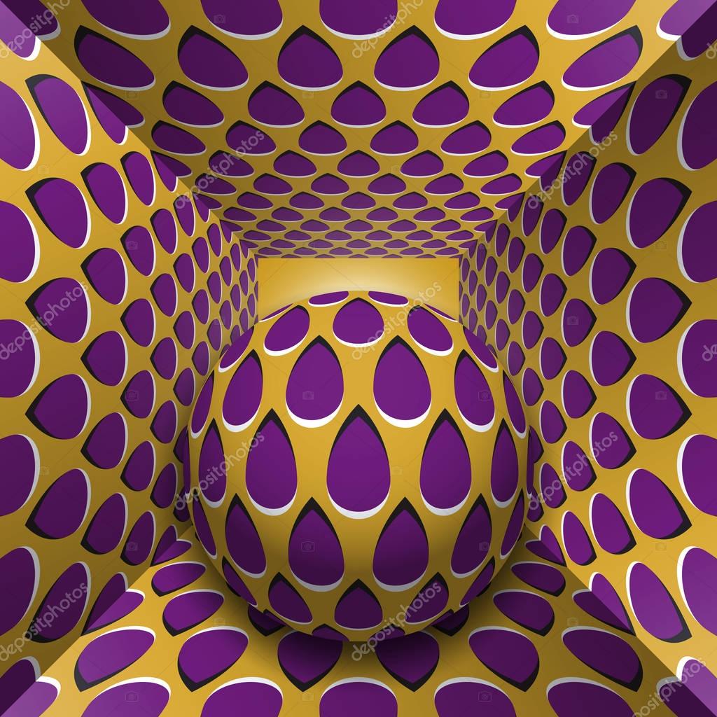 Optical motion illusion illustration. A sphere are moving through ...