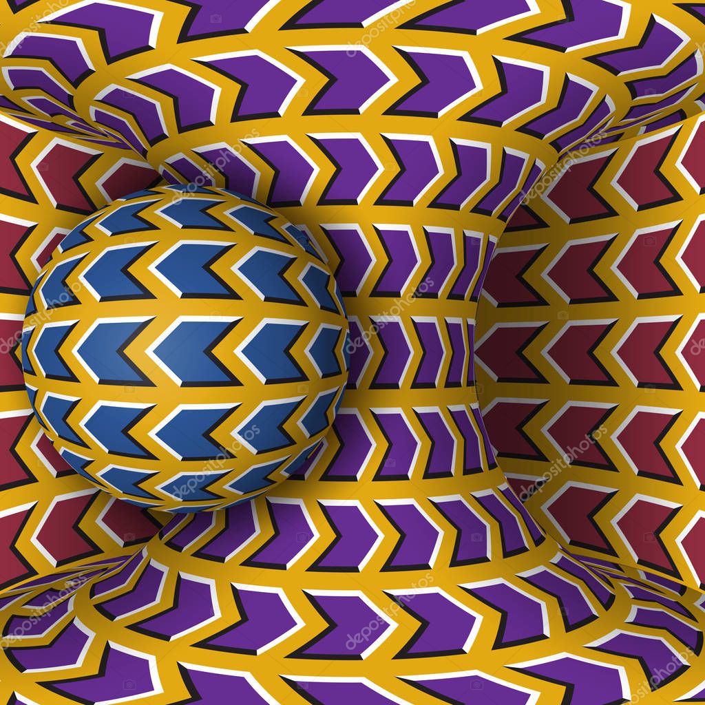Optical motion illusion illustration. A sphere are rotation around of a ... Optical motion illusion illustration. A sphere are rotation around of a ...