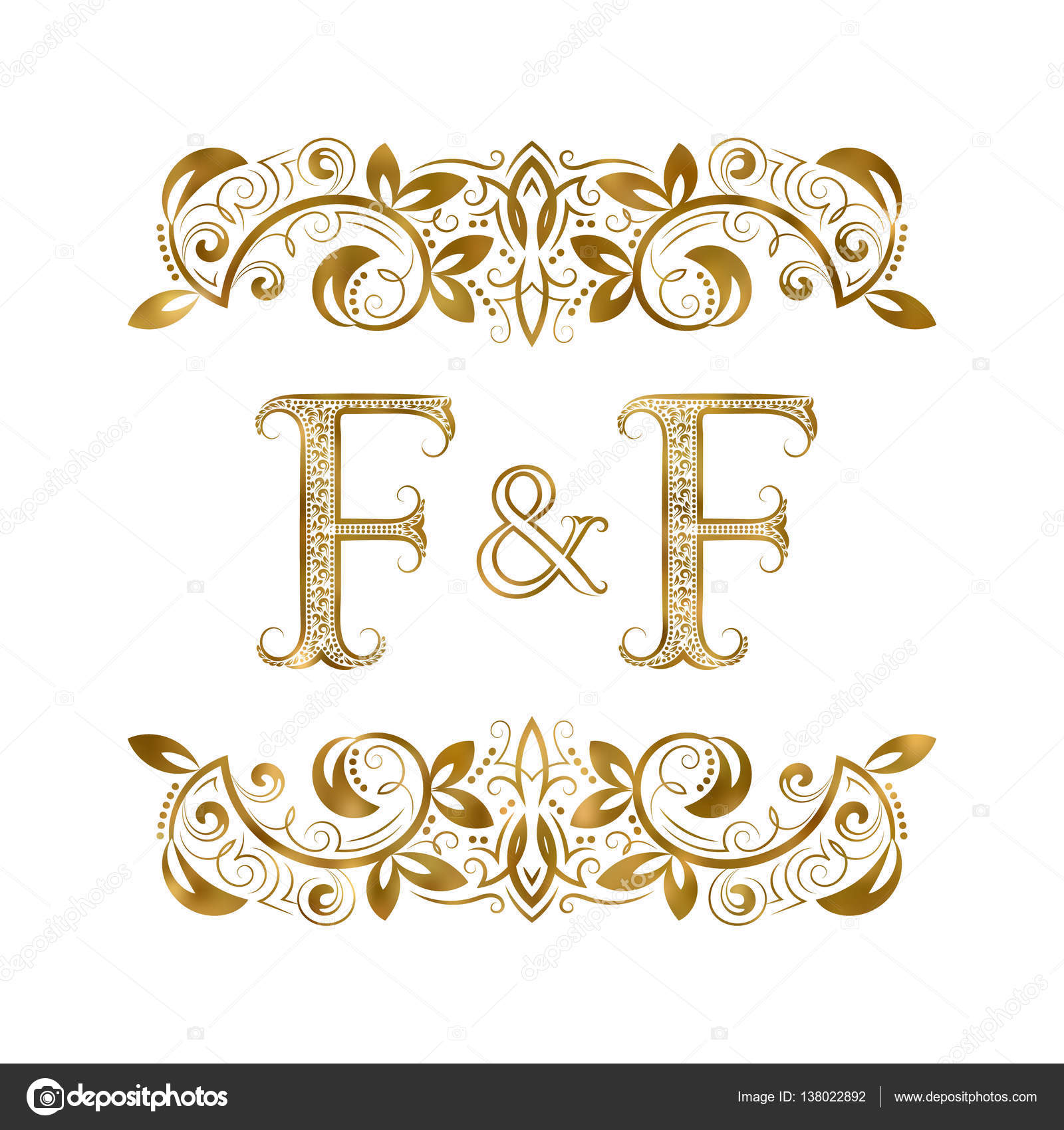 F and F vintage initials logo symbol. The letters are surrounded by ...