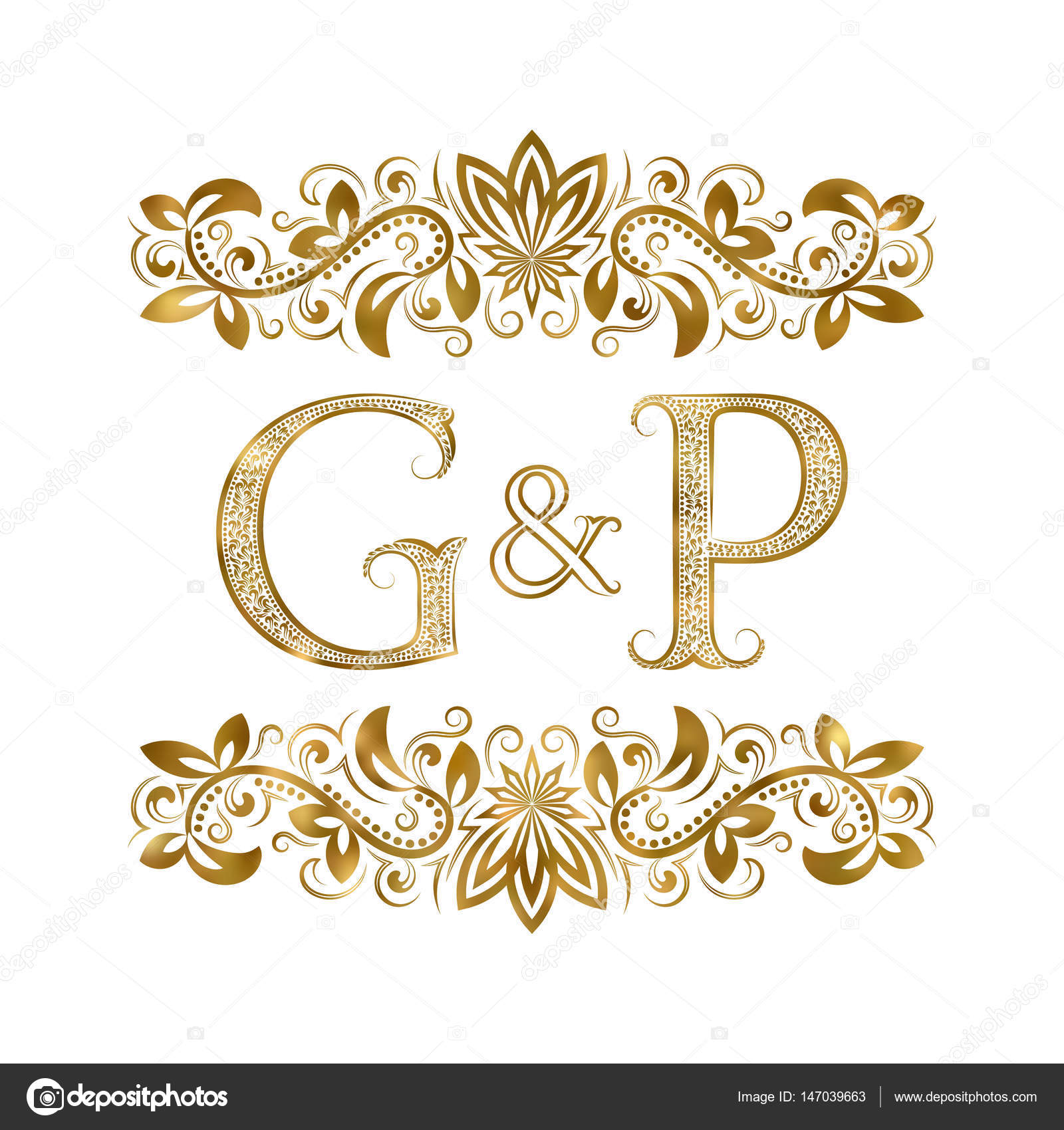 G and P vintage initials logo symbol. The letters are surrounded by ...