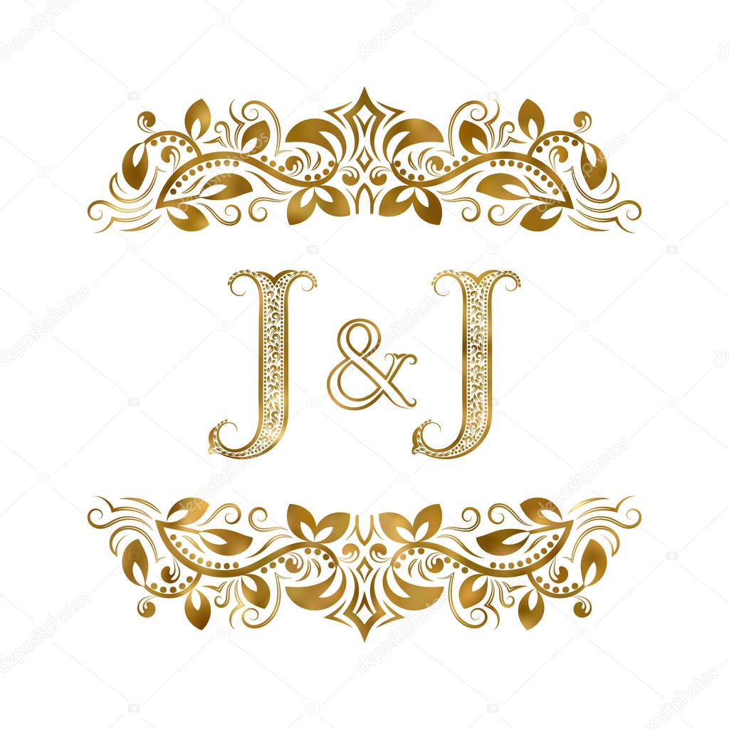 J y J vintage iniciales símbolo del logotipo. Las letras están rodeadas ...