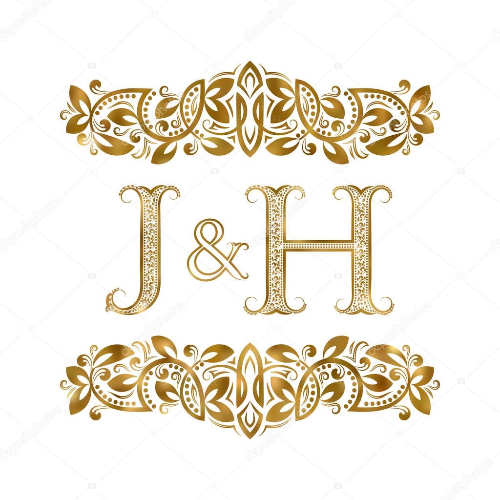 J and H vintage initials logo symbol. The letters are surrounded by ...