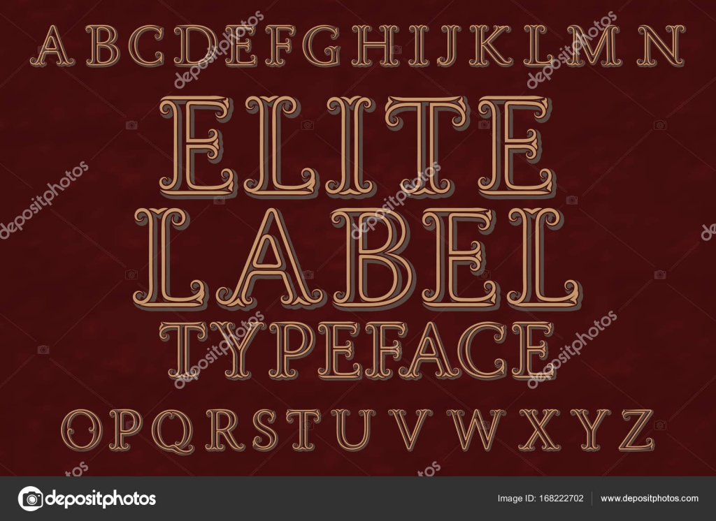 Tipo de letra Elite label. Alfabeto inglés aislado . Vector de stock ...