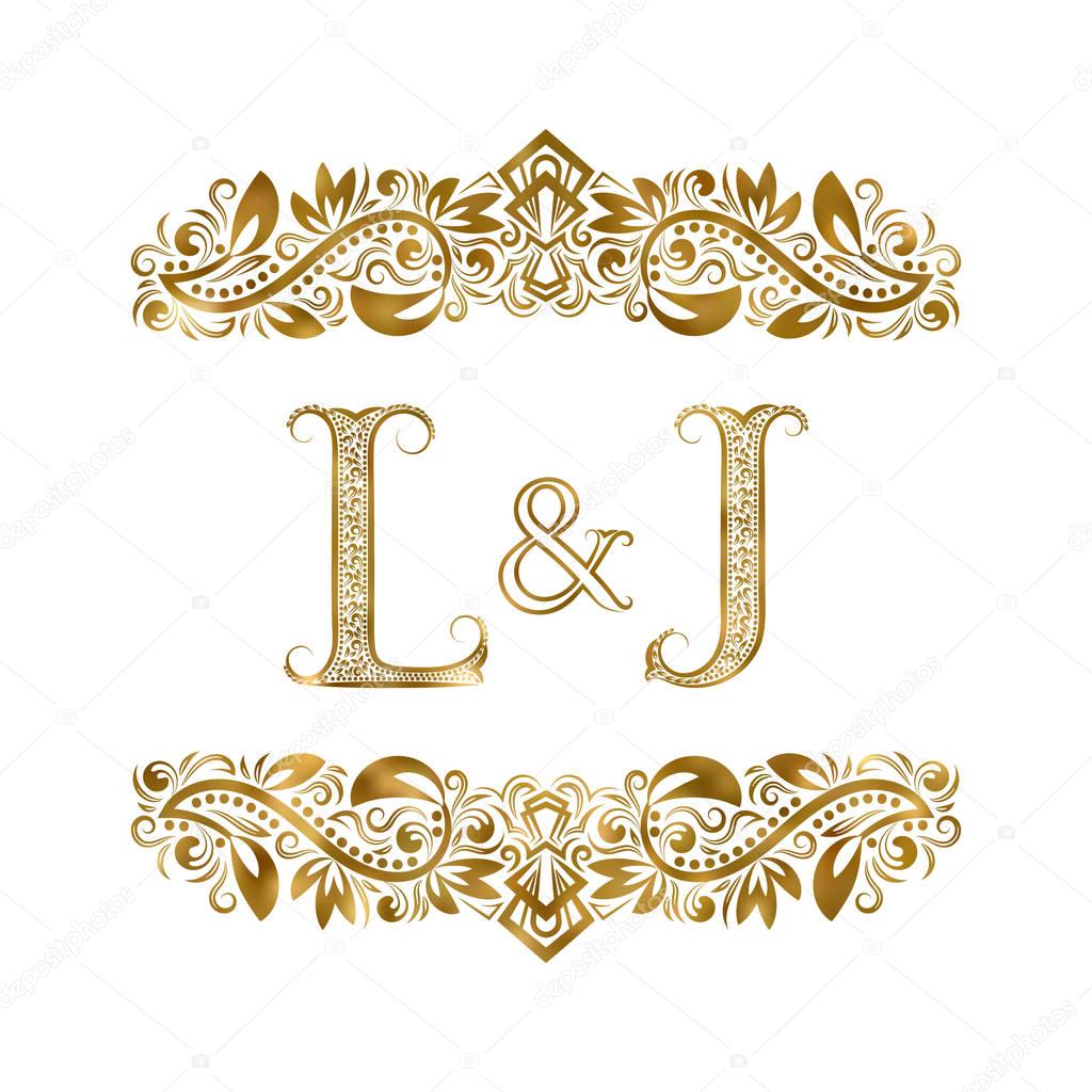 L y J vintage iniciales símbolo del logotipo. Las letras están rodeadas ...