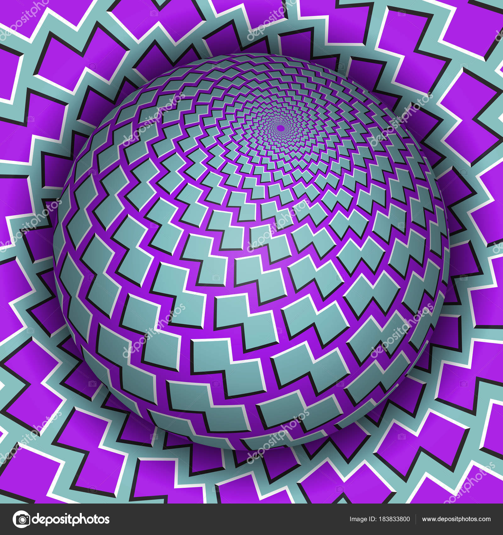 Optical illusion vector illustration. Sphere soaring above the surface ...