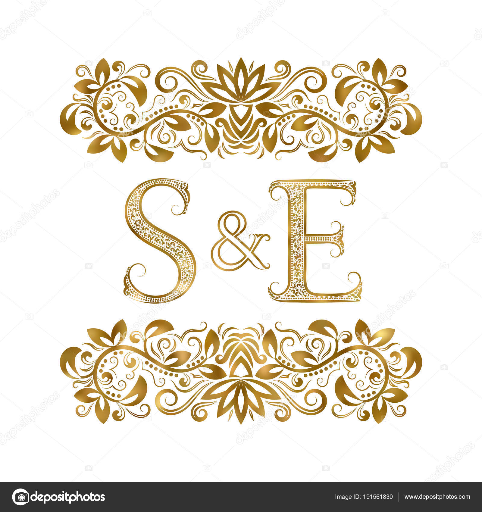 S y E vintage iniciales símbolo del logotipo. Las letras están rodeadas ...