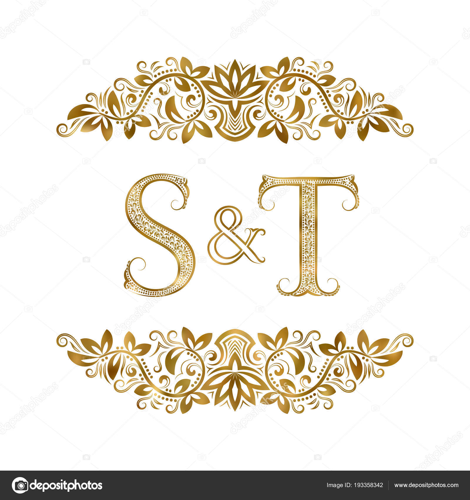 S and T vintage initials logo symbol. The letters are surrounded by ...