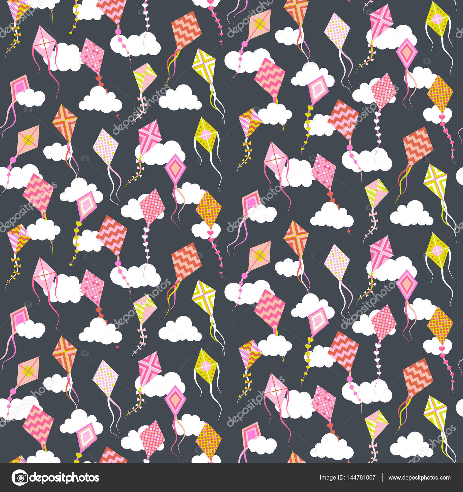 Seamles pattern with different kites Stock Vector Image by ©merion ...