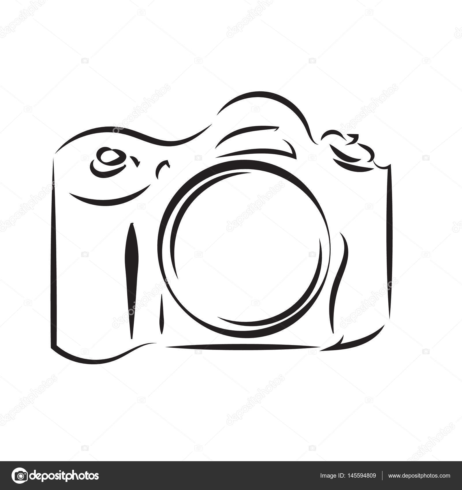 Camera Outline Clip Art Black And White