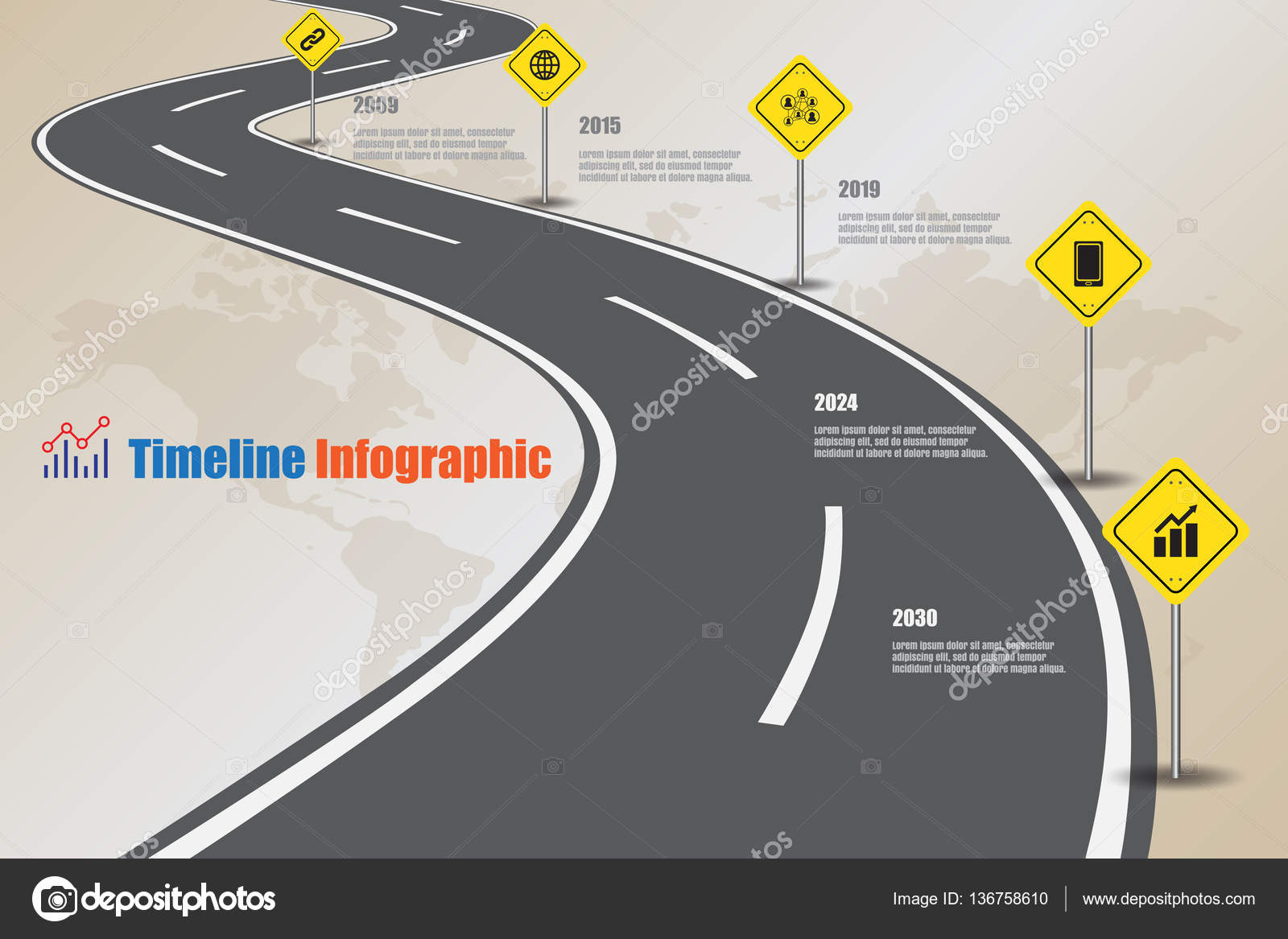 Road map Timeline Infographic, Vector Illustration Stock Vector Image ...